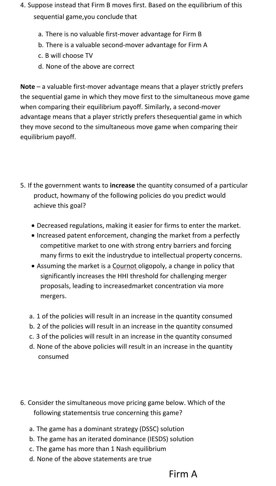 Solved 6. Consider the simultaneous move pricing game below. | Chegg.com