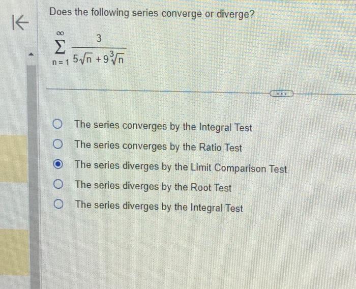 Solved Does the following series converge or diverge? | Chegg.com