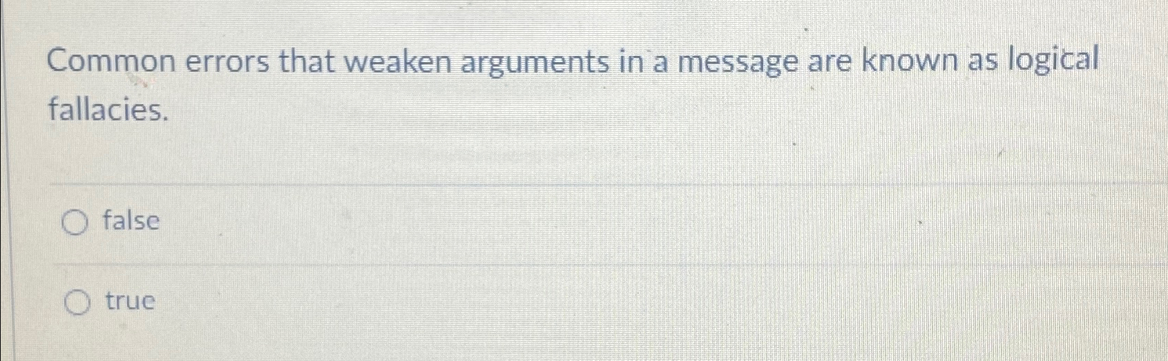 Solved Common errors that weaken arguments in a message are | Chegg.com
