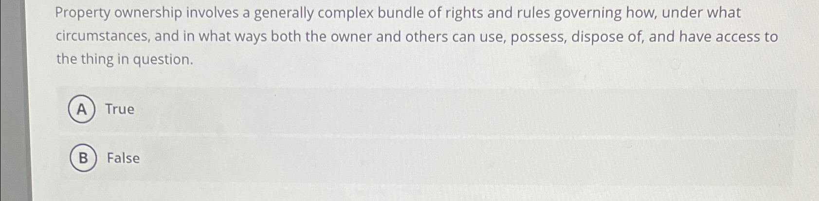 Solved Property ownership involves a generally complex | Chegg.com