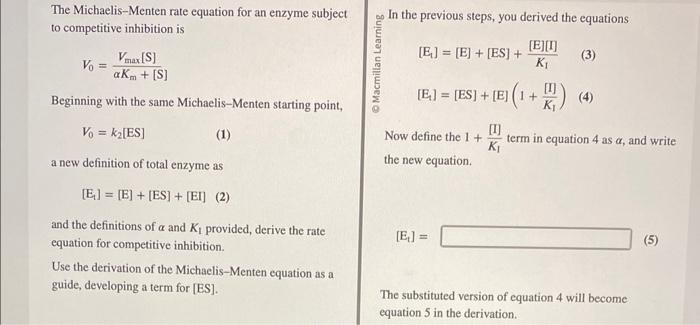 Solved The Michaelis-Menten rate equation for an enzyme | Chegg.com