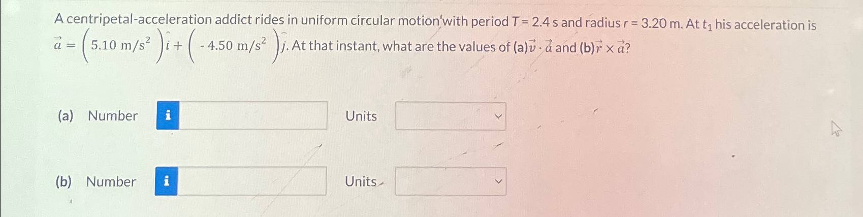 Solved A centripetal-acceleration addict rides in uniform | Chegg.com