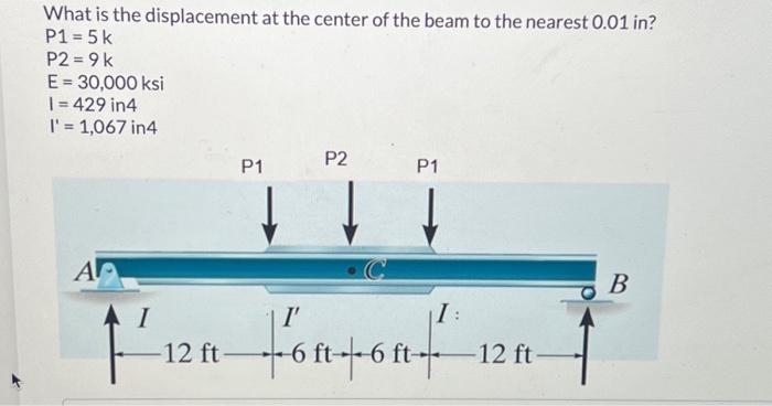 Solved What is the displacement at the center of the beam to | Chegg.com