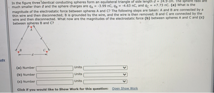 Solved In the figure three identical conducting spheres form | Chegg.com