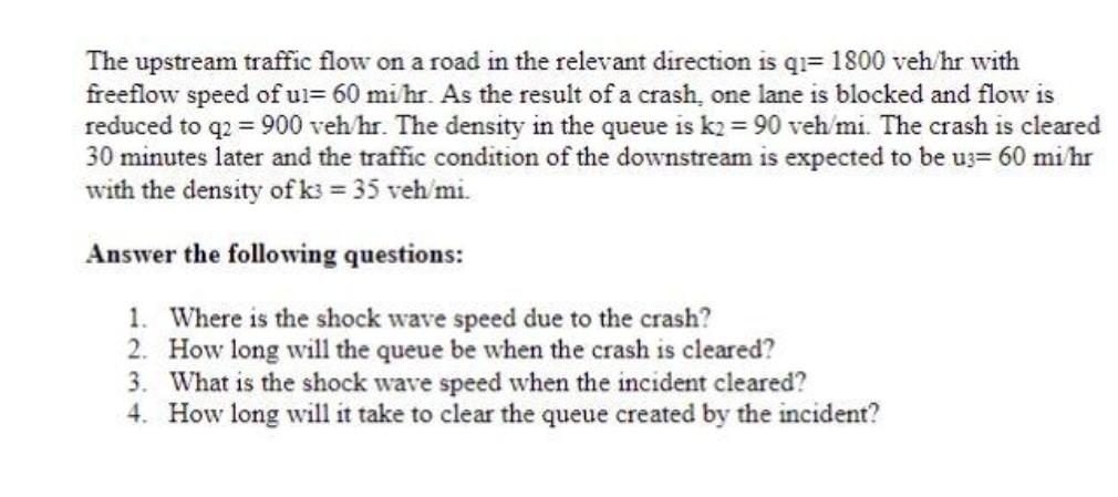Solved The upstream traffic flow on a road in the relevant | Chegg.com
