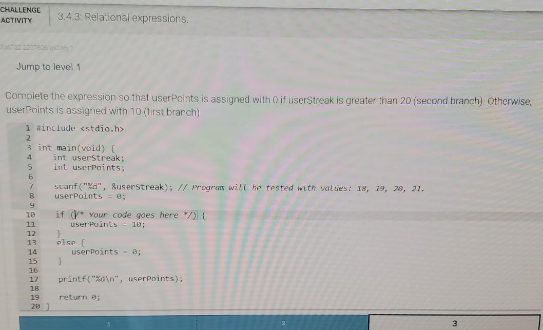 Solved CHALLENGE ACTIVITY 3.4.3: Relational expressions. | Chegg.com