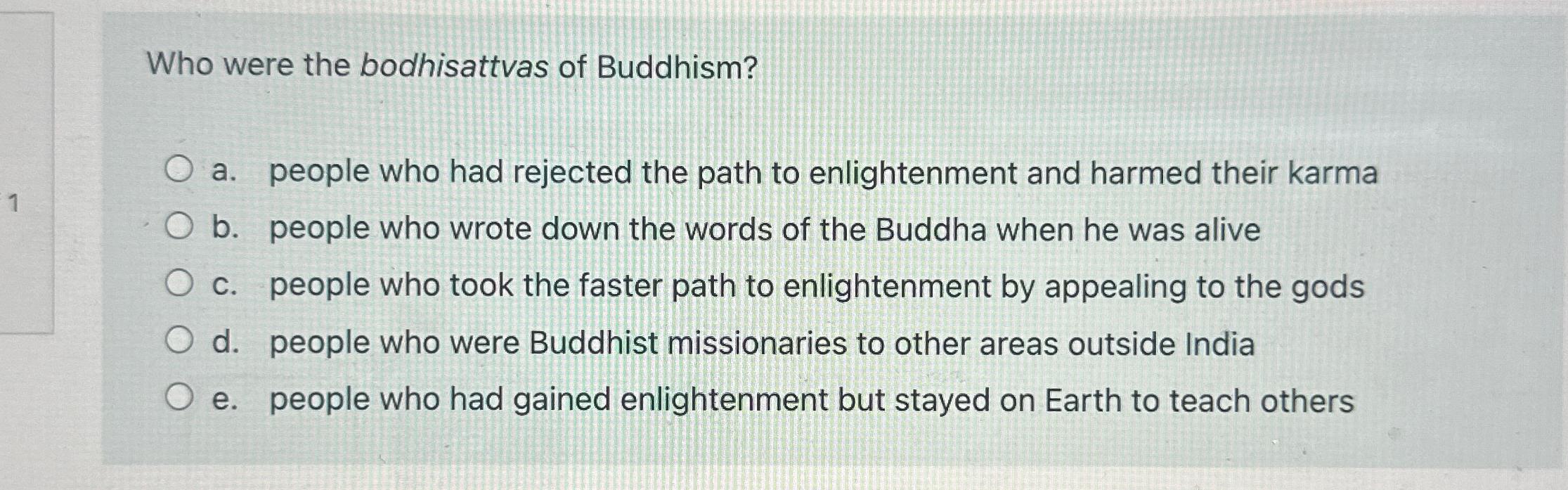 Solved Who were the bodhisattvas of Buddhism?a. ﻿people who | Chegg.com