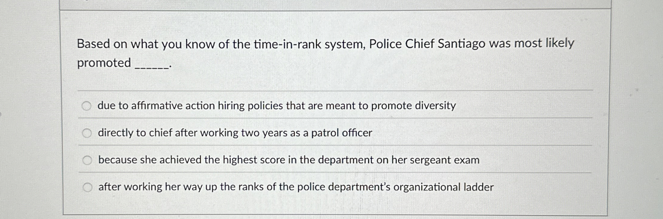 Solved Based on what you know of the time-in-rank system, | Chegg.com