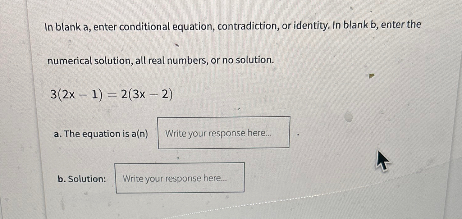 Solved In blank a, ﻿enter conditional equation, | Chegg.com