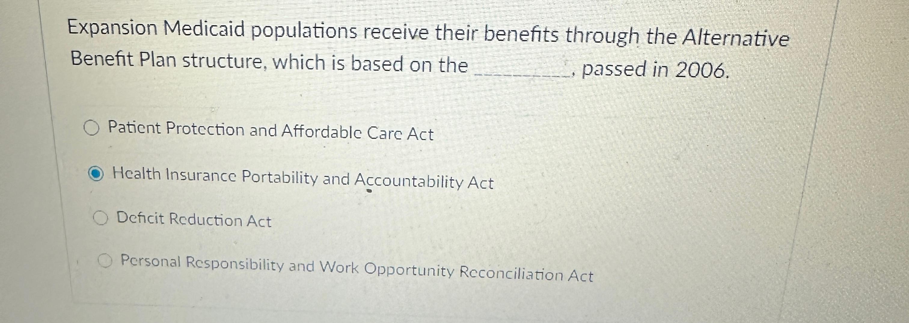 Solved Expansion Medicaid populations receive their benefits | Chegg.com
