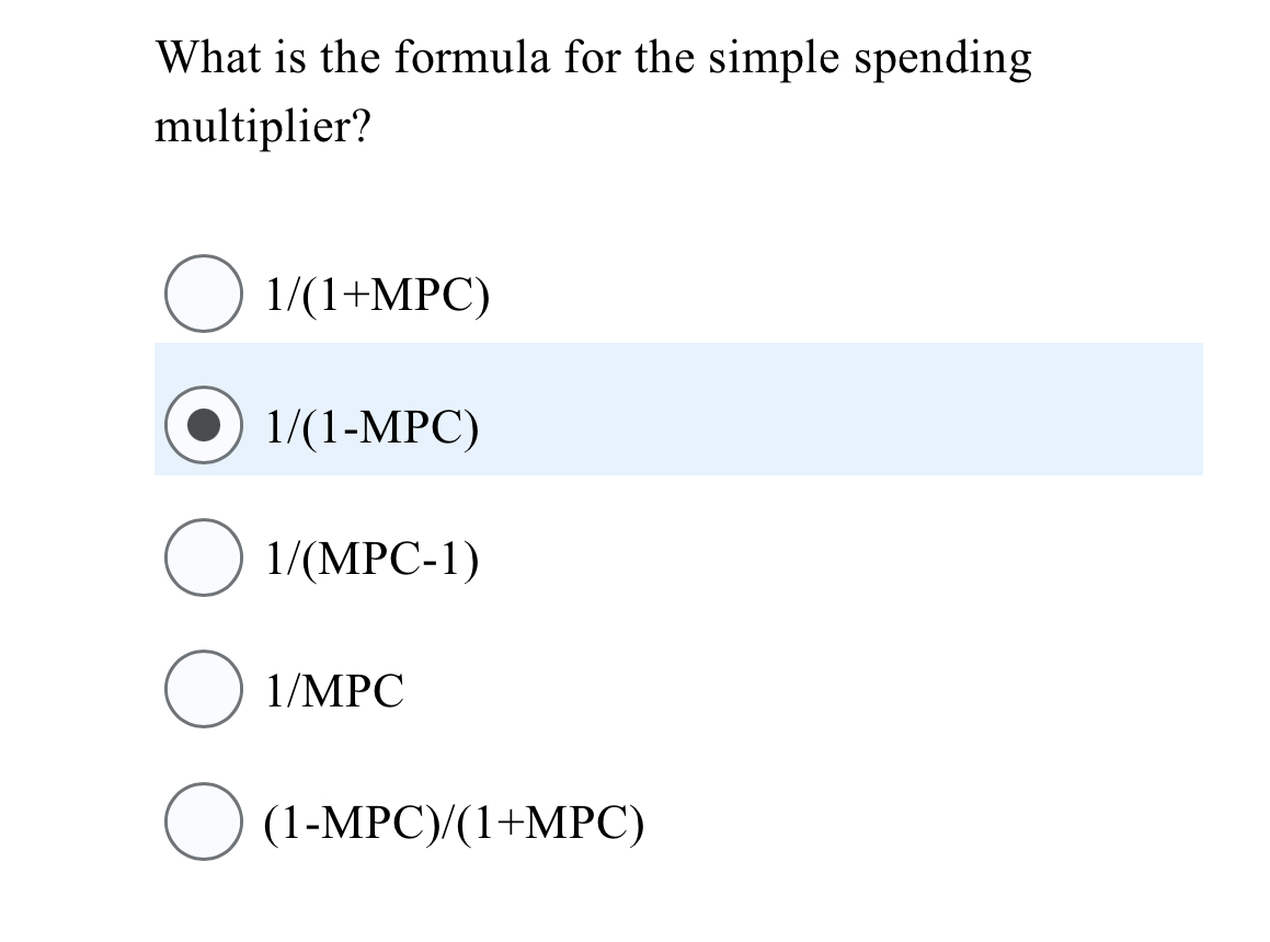 Solved What is the formula for the simple spending | Chegg.com
