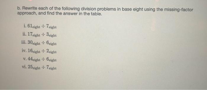 Solved b. Rewrite each of the following division problems in | Chegg.com