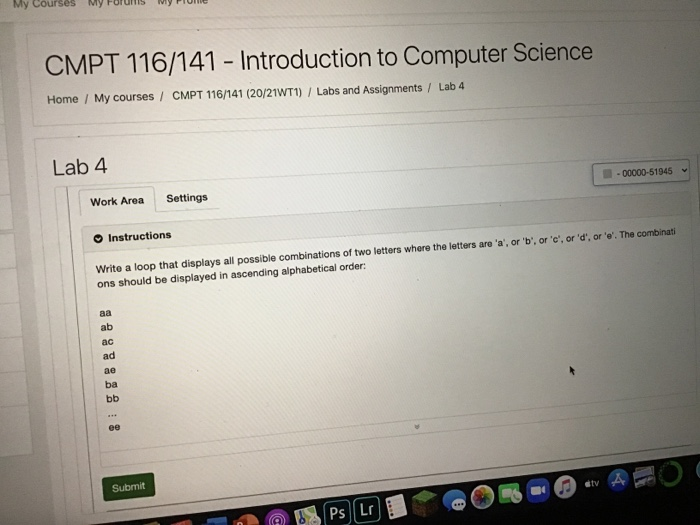 Solved My Tses CMPT 116/141 - Introduction to Computer | Chegg.com