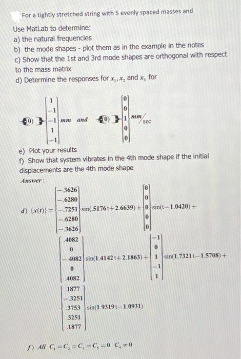 Solved For a tightly stretched string with 5 evenly spaced | Chegg.com