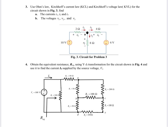 Solved 3. Use Ohm's law, Kirchhoff's current law (KCL) and | Chegg.com