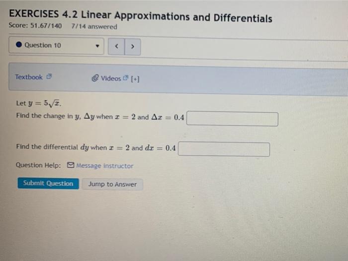 Solved Exercises 4 2 Linear Approximations And Differentials