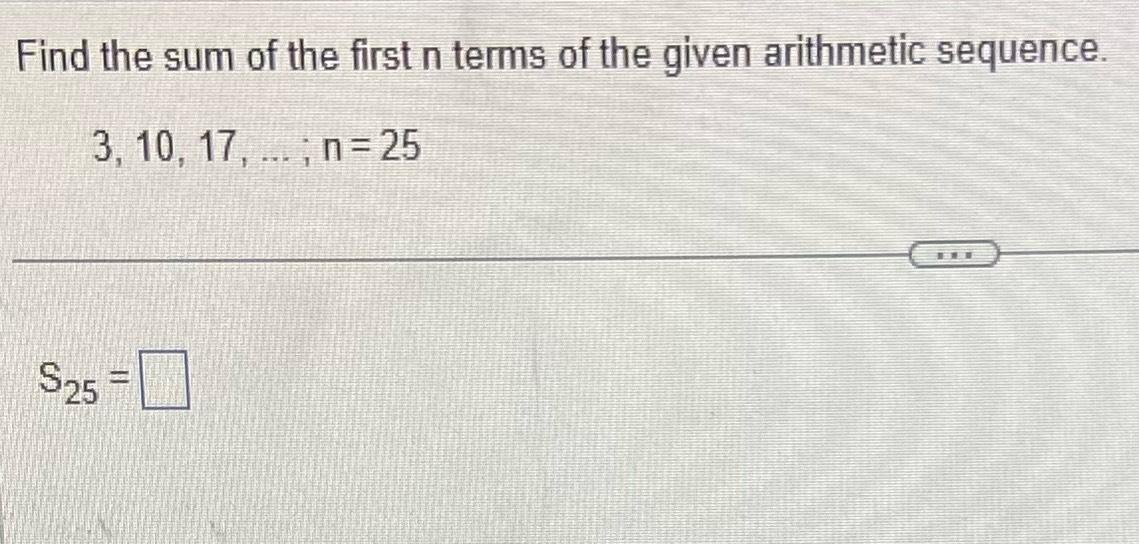 Solved Find the sum of the first n ﻿terms of the given | Chegg.com