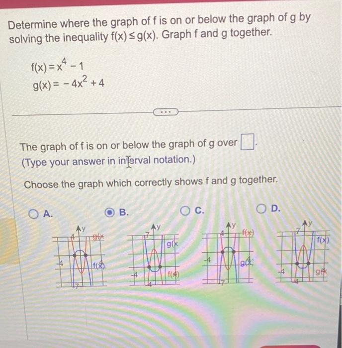 Solved Determine where the graph of f is on or below the | Chegg.com