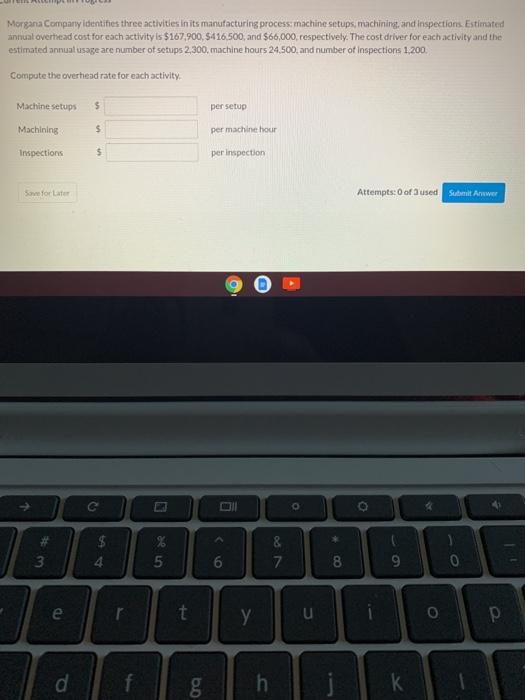 Solved Morgana Company identifies three activities inīts | Chegg.com