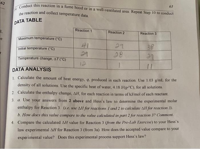 Solved THERMOCHEMISTRY Experiment 10: Determining the | Chegg.com
