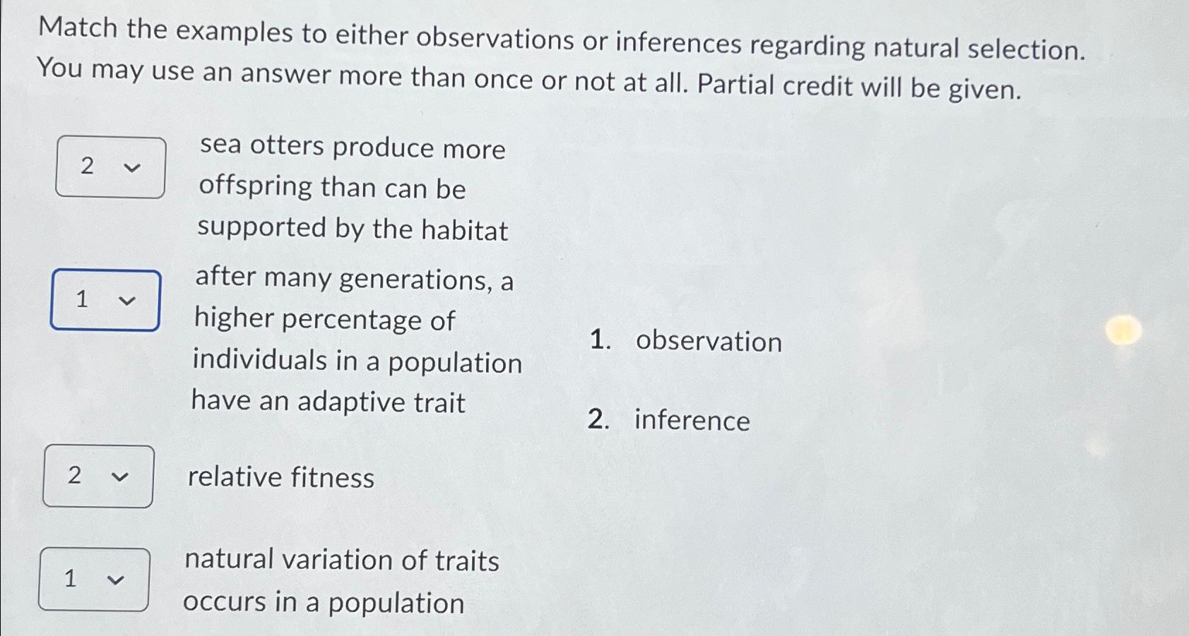 Solved Match the examples to either observations or | Chegg.com
