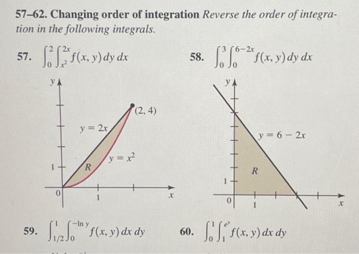Solved 57-62. Changing order of integration Reverse the | Chegg.com