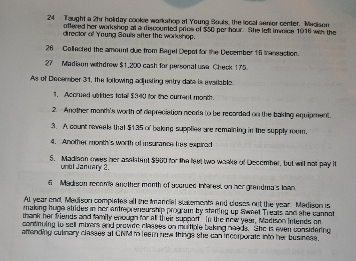 Solved needing help with November and December accounts | Chegg.com