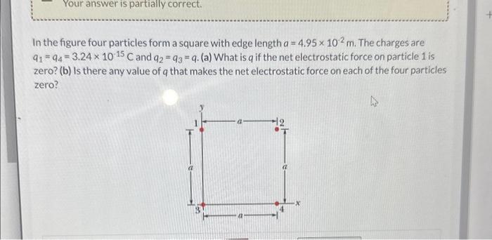 Solved In the figure four particles form a square with edge | Chegg.com