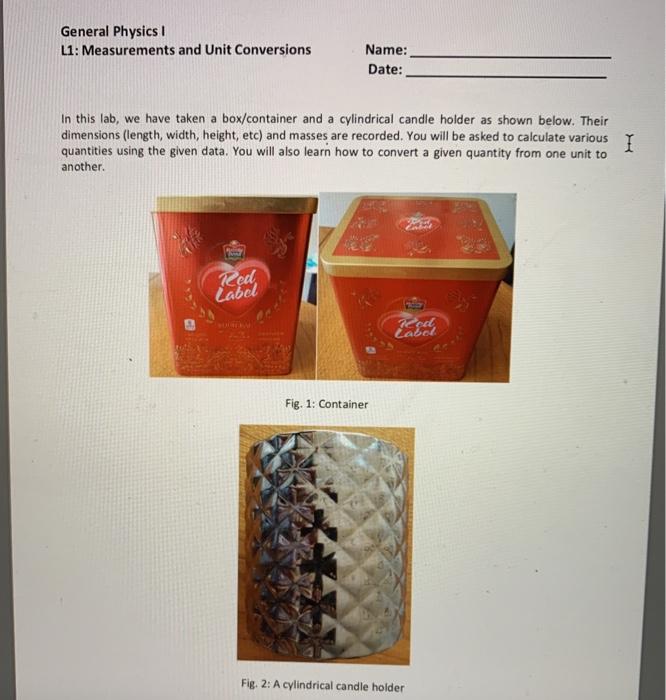 Solved General Physics L1: Measurements and Unit Conversions | Chegg.com