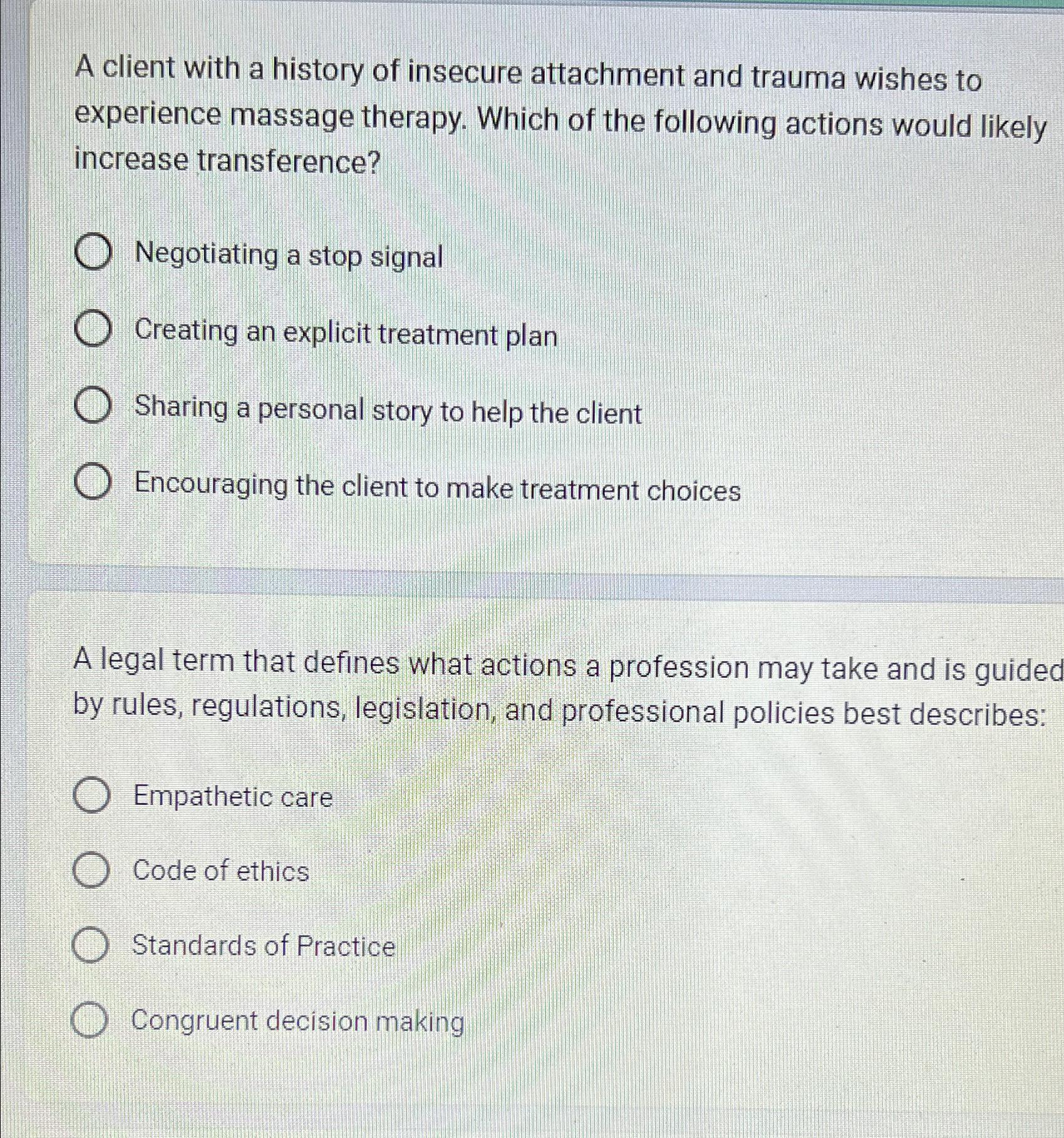 Solved A client with a history of insecure attachment and | Chegg.com