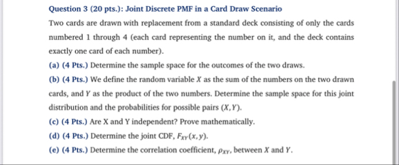 Solved Joint Discrete PMF in a Card Draw ScenarioTwo cards | Chegg.com