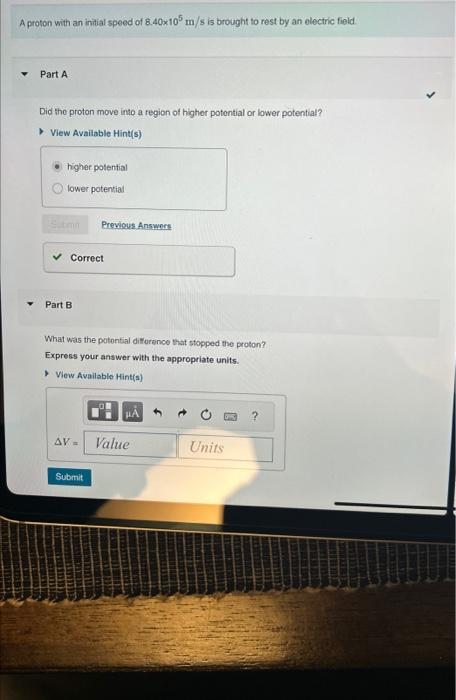 Solved A proton with an initial speed of 8.40×105 m/s is | Chegg.com