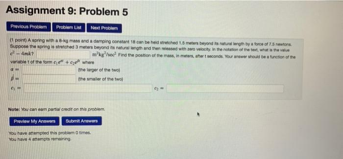 Solved Assignment 9 Problem 5 Previous Problem Problem List 6222