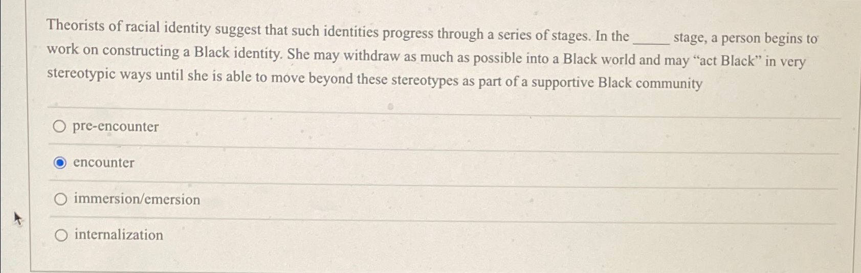 Solved Theorists of racial identity suggest that such | Chegg.com