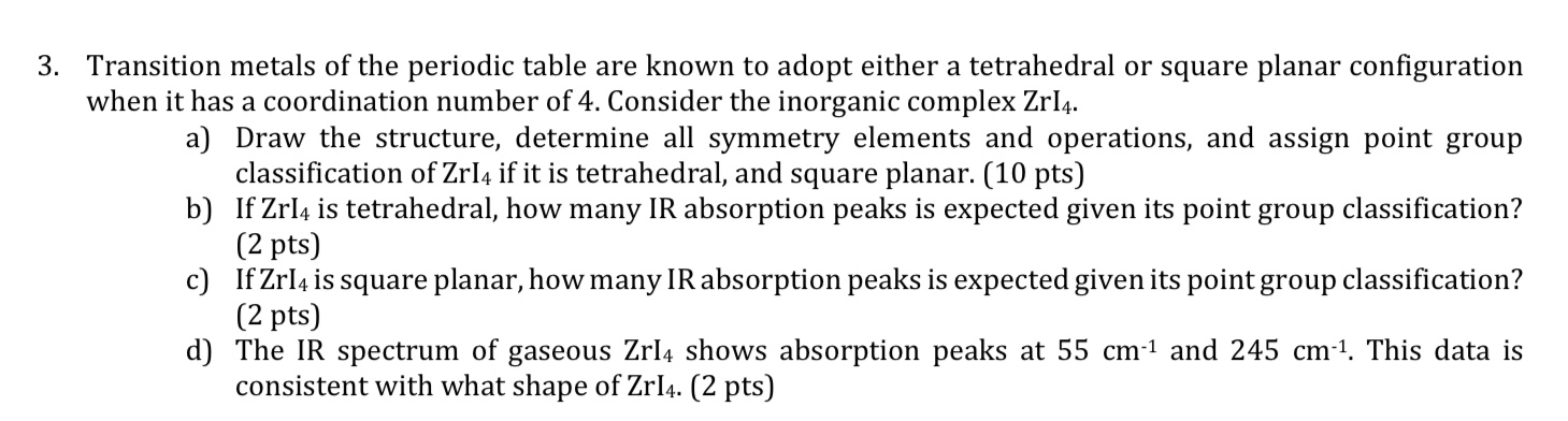 Solved Transition metals of the periodic table are known to | Chegg.com