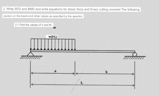 Solved Write SFD and BMD and write equations for shear force | Chegg.com