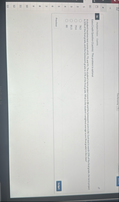 Solved 36Miliple Choice 2 ﻿pointsExtra Credit Question (2 | Chegg.com