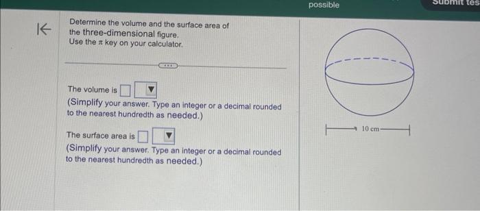 Solved Determine the volume and the surface area of the | Chegg.com