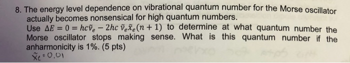 Solved 8. The energy level dependence on vibrational quantum | Chegg.com