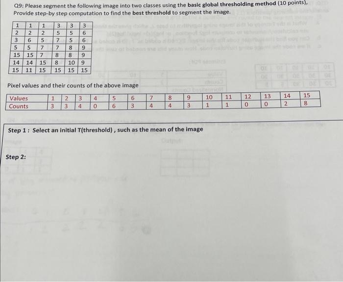 Solved Q9: Please segment the following image into two | Chegg.com