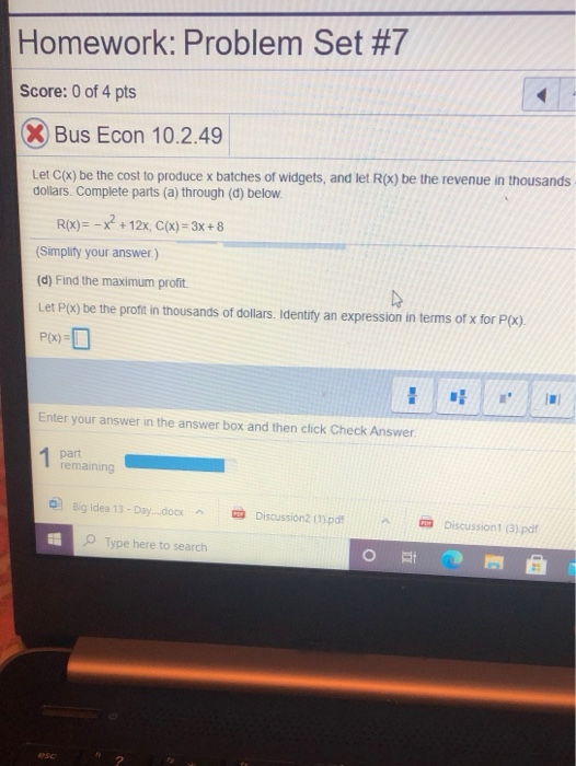 Solved Homework Problem Set 7 Score 0 Of 4 Pts Bus Econ