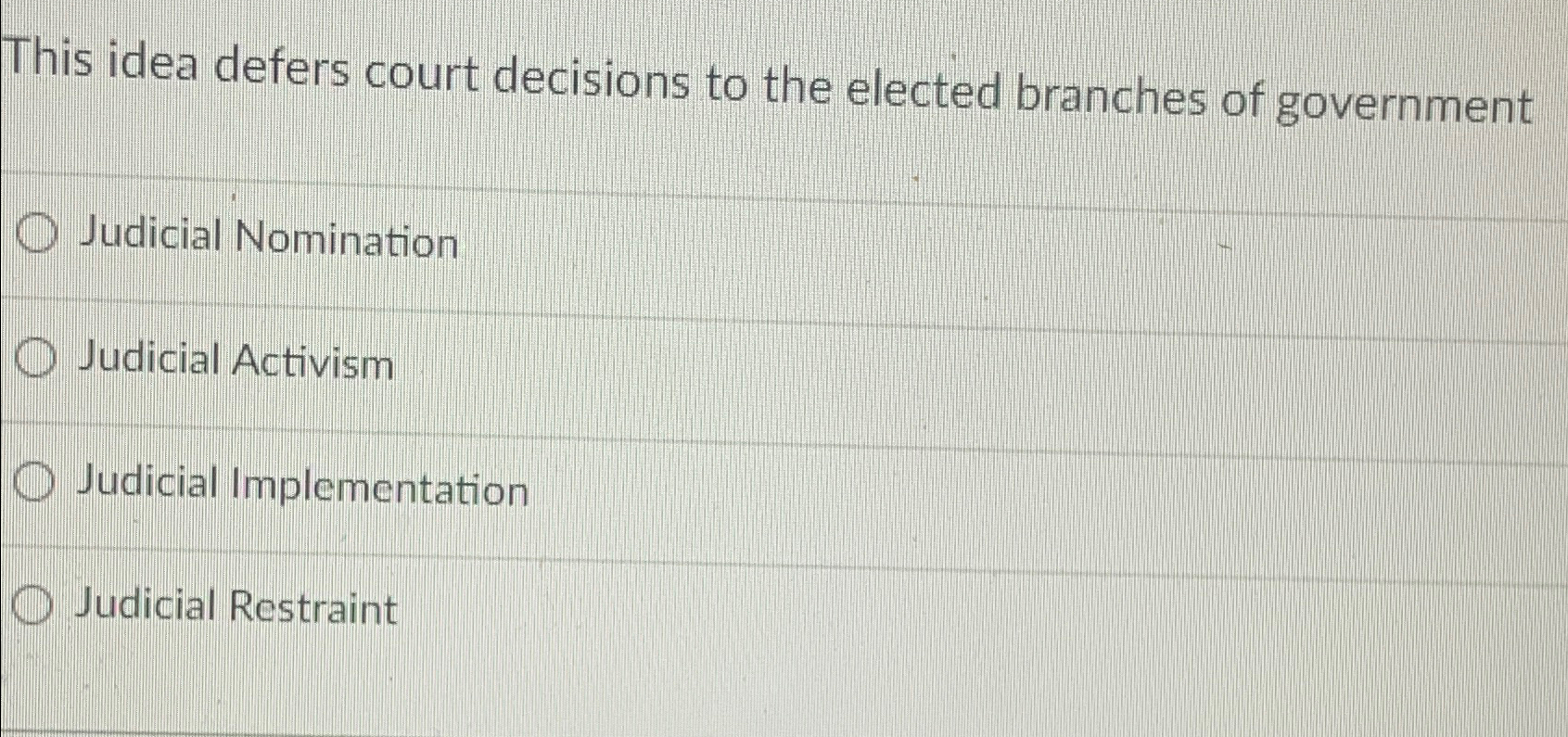 Solved This idea defers court decisions to the elected | Chegg.com