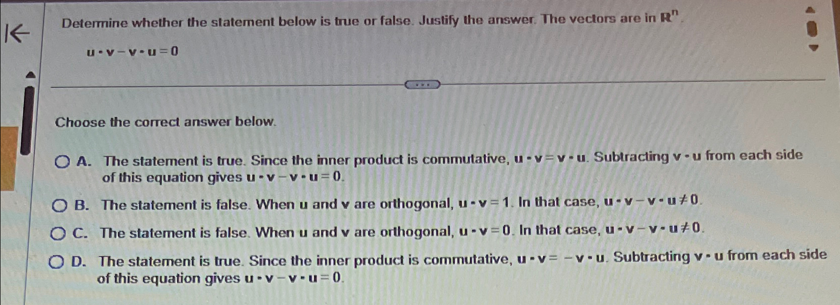 Solved Determine whether the statement below is true or | Chegg.com