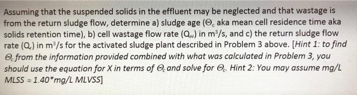 Assuming that the suspended solids in the effluent | Chegg.com