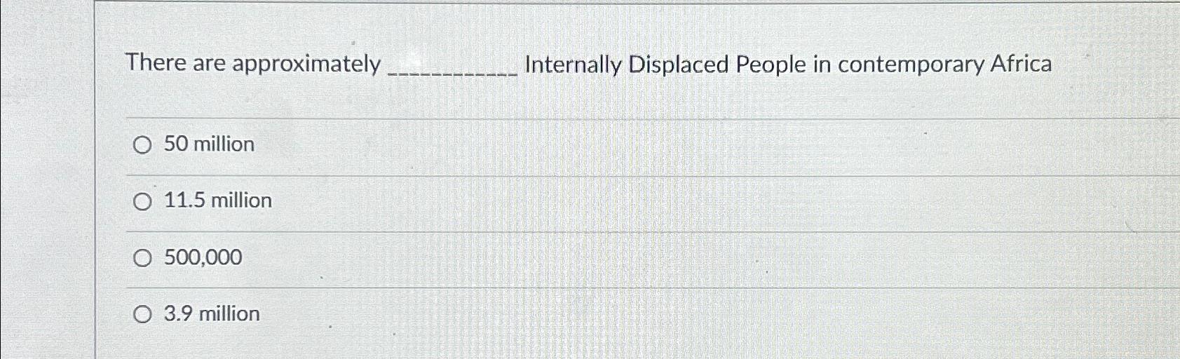 Solved There are approximately Internally Displaced People | Chegg.com