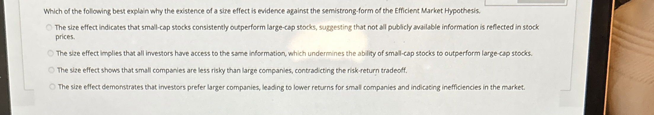 Solved Which of the following best explain why the existence | Chegg.com