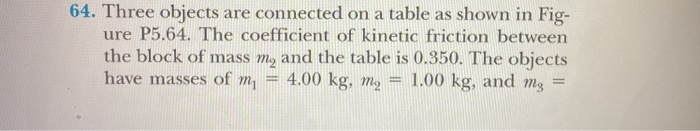 Solved 64. Three objects are connected on a table as shown | Chegg.com
