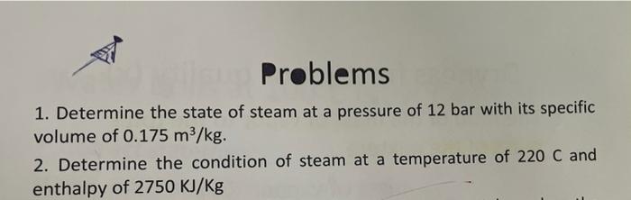 Solved Problems 1. Determine the state of steam at a | Chegg.com
