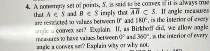Solved 4. A nonempty set of points, S, is said to be convex | Chegg.com