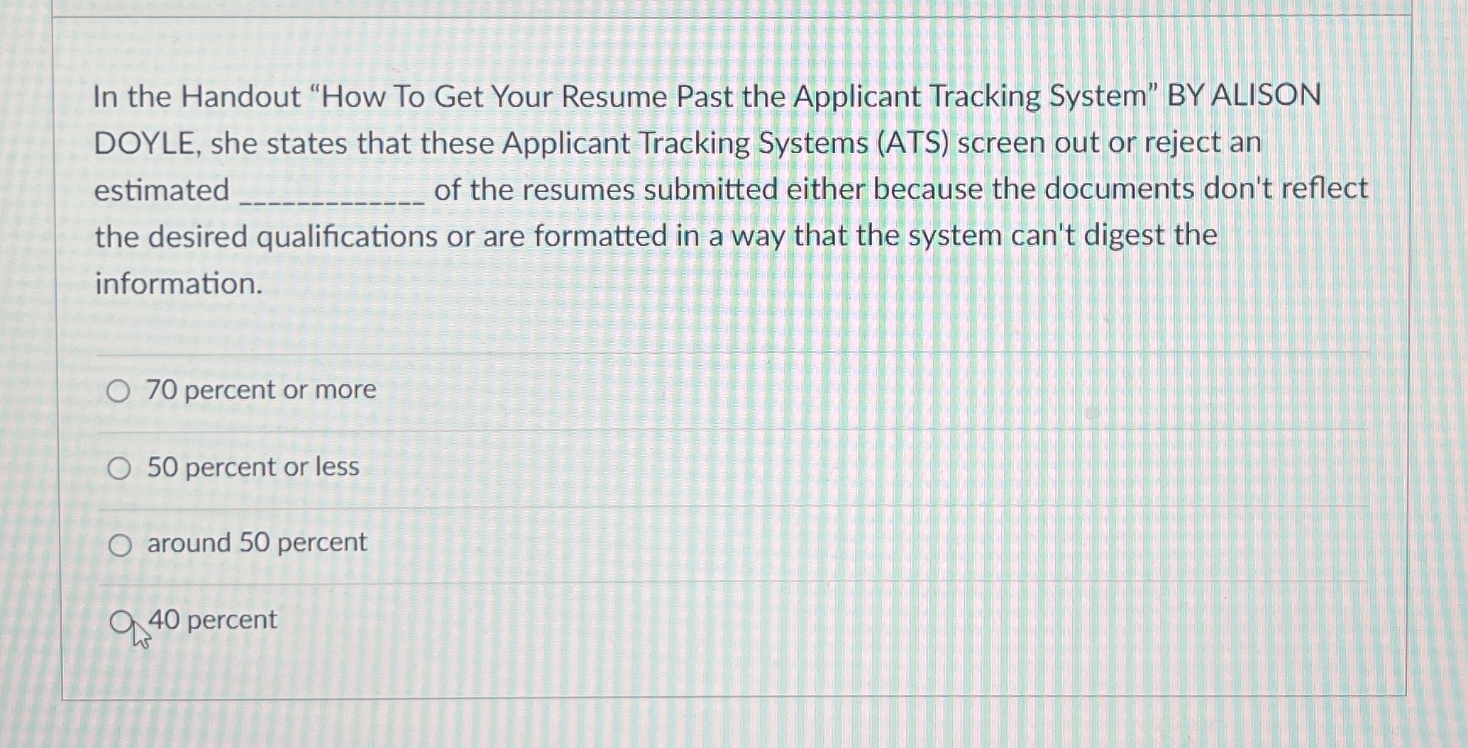 Solved In the Handout "How To Get Your Resume Past the | Chegg.com
